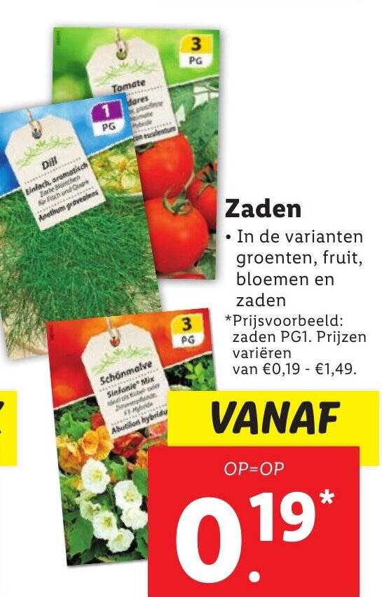 Zaden aanbieding bij Lidl