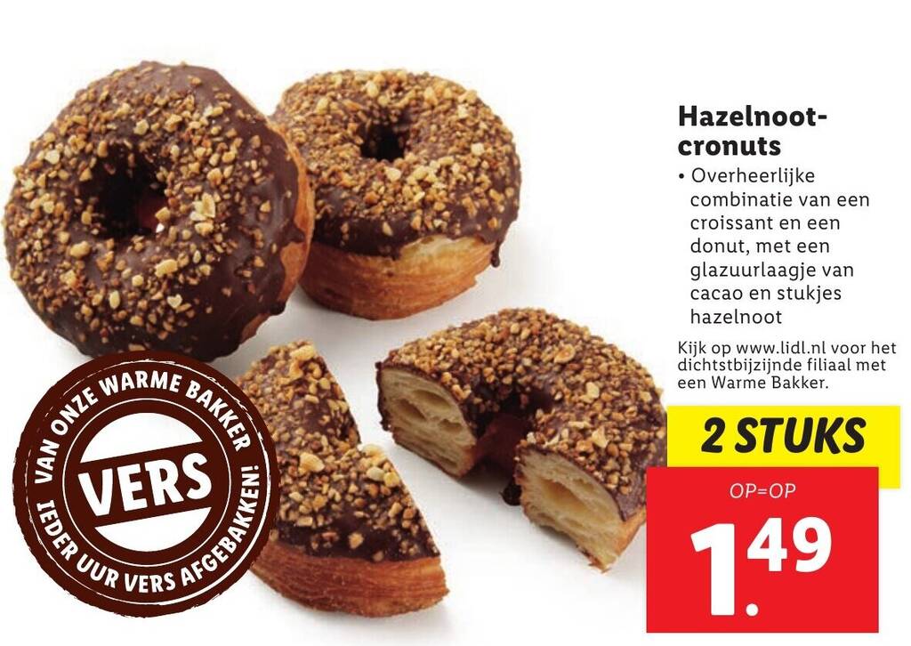 Hazelnoot Cronuts 2 stuks aanbieding bij Lidl