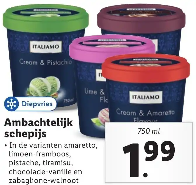Ambachtelijk schepijs 750ml aanbieding bij Lidl