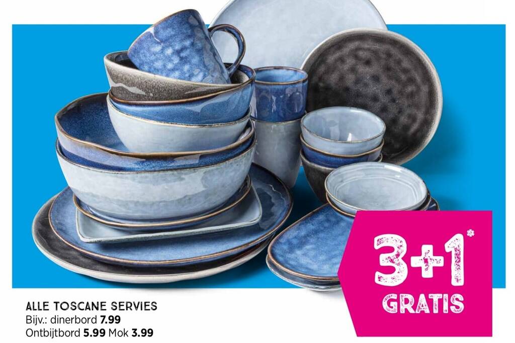 ALLE TOSCANE SERVIES Mok 3+1 gratis aanbieding bij Xenos