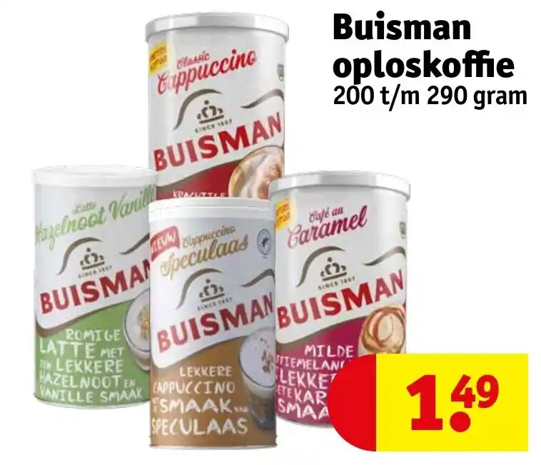 Buisman oploskoffie 200 t/m 290 gram aanbieding bij Kruidvat