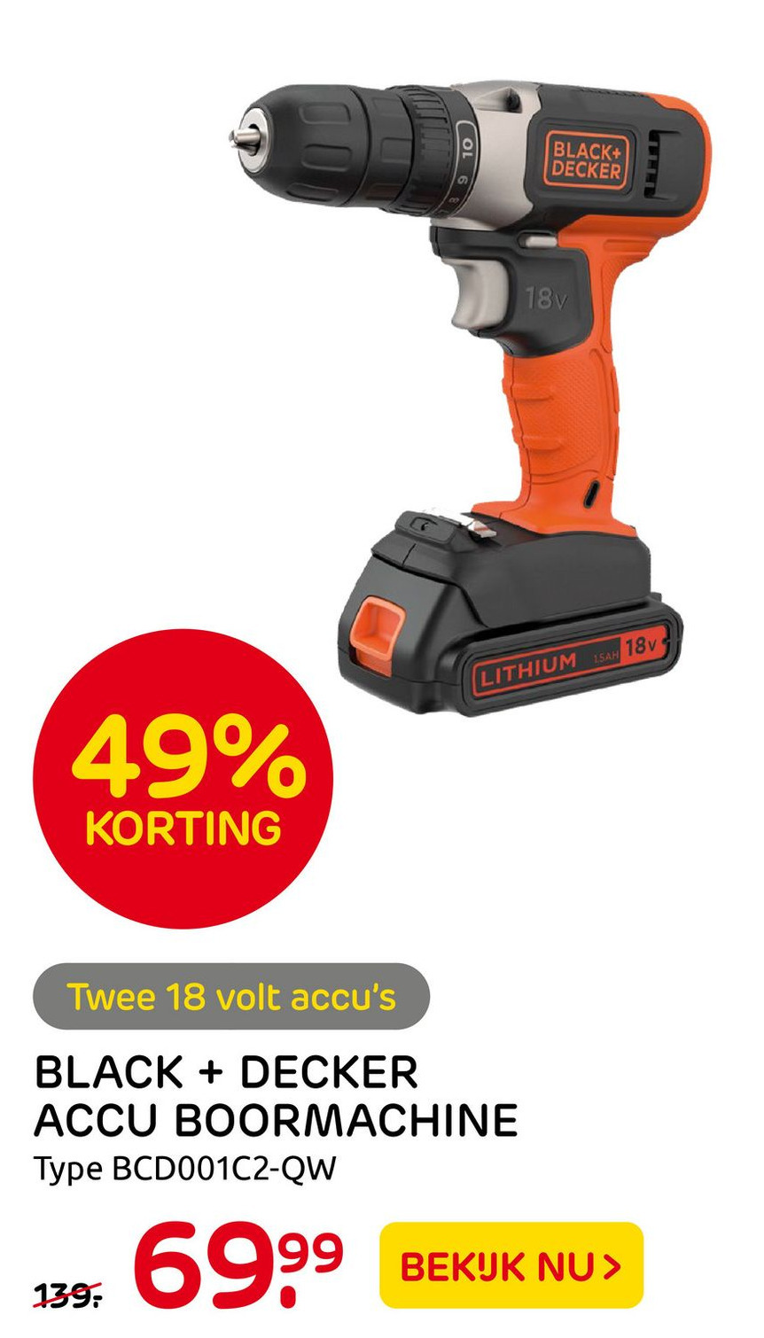 Black + Decker Accu Boormachine aanbieding bij Praxis