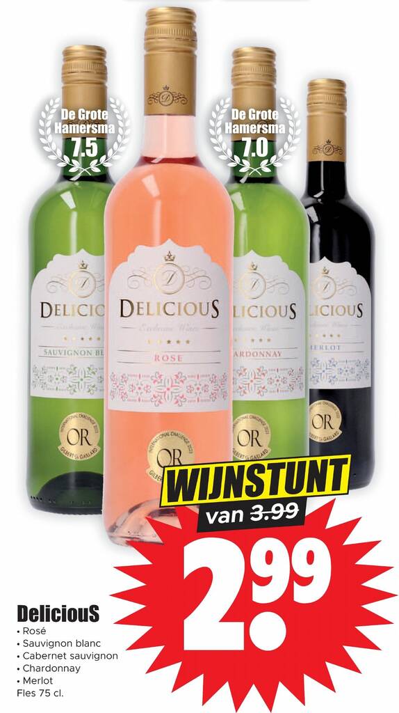 Delicious Fles 75 cl. aanbieding bij Dirk