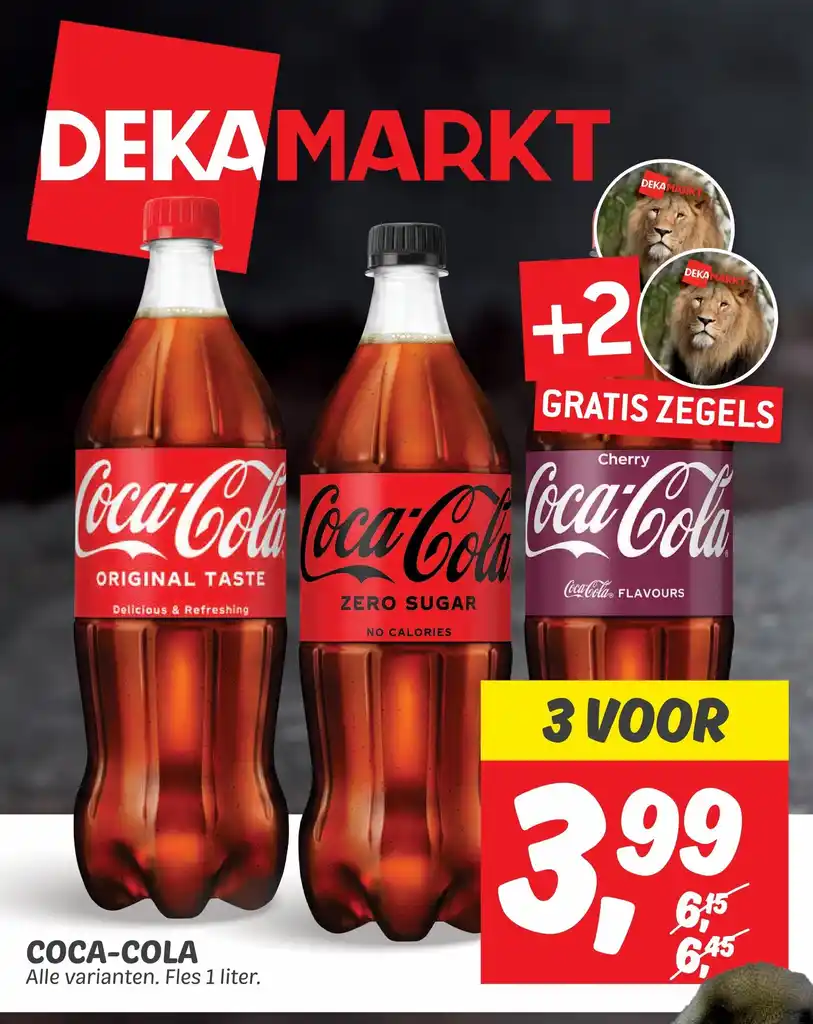 COCA-COLA. Fles 1 liter. aanbieding bij Dekamarkt