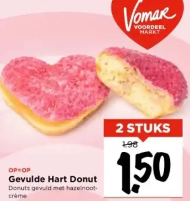 Gevulde hart donut aanbieding bij Vomar Voordeelmarkt
