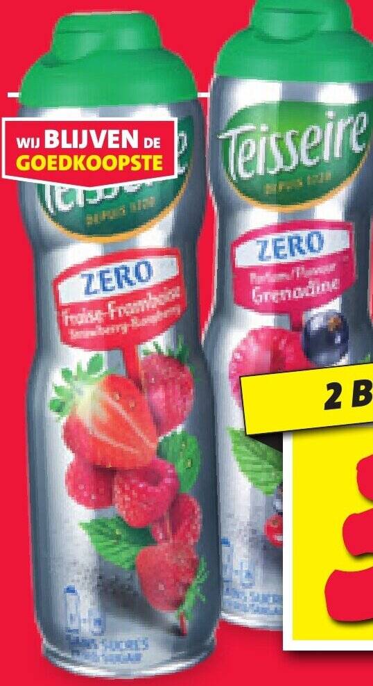 Teisseire siroop zero suiker 2 x 600 ml aanbieding bij Nettorama