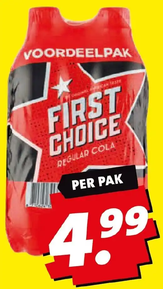 First choice cola pak 4 flessen a 1500 ml aanbieding bij Boni