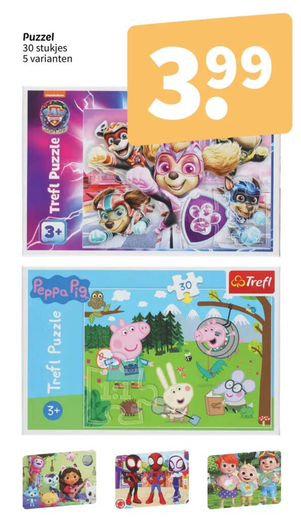 Puzzel 30 stukjes 5 varianten aanbieding bij Wibra
