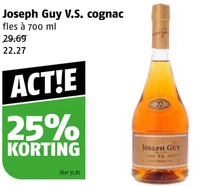 Joseph Guy V.S. cognac fles à 700 ml aanbieding bij Poiesz