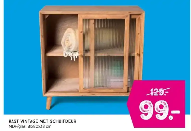 KAST VINTAGE MET SCHUIFDEUR aanbieding bij Xenos