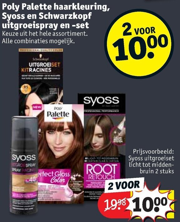 Poly palette haarkleuring, syoss en schwarzkopf uitgroeispray en-set ...