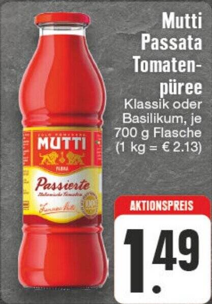 Mutti passata tomaten puree 700g aanbieding bij Edeka DE
