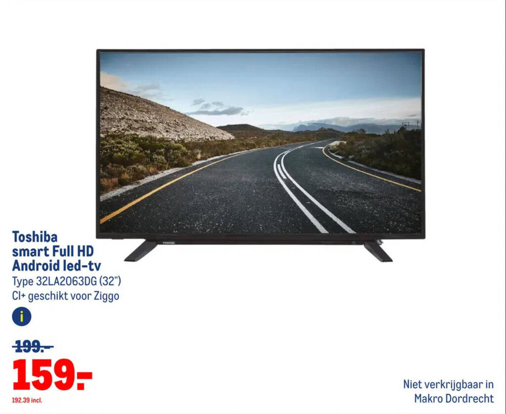 Toshiba smart Full HD Android led-tv aanbieding bij Makro
