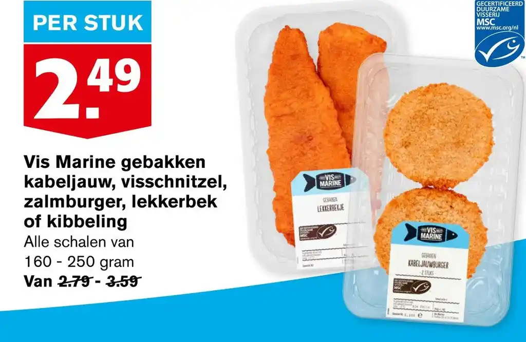 Vis Marine gebakken kabeljauw, visschnitzel, zalmburger, lekkerbek of ...