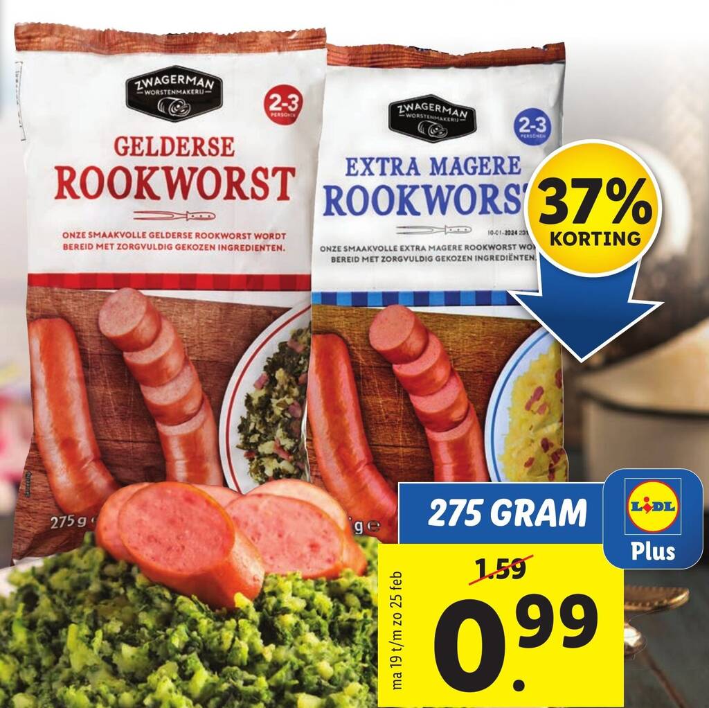 Rookworst 275g aanbieding bij Lidl