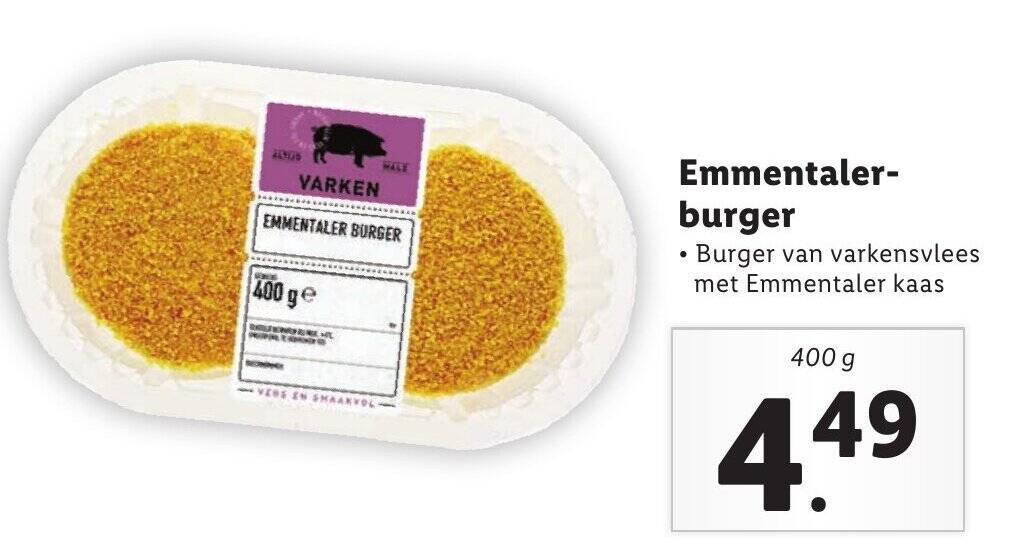 Emmentaler Burger 400g aanbieding bij Lidl
