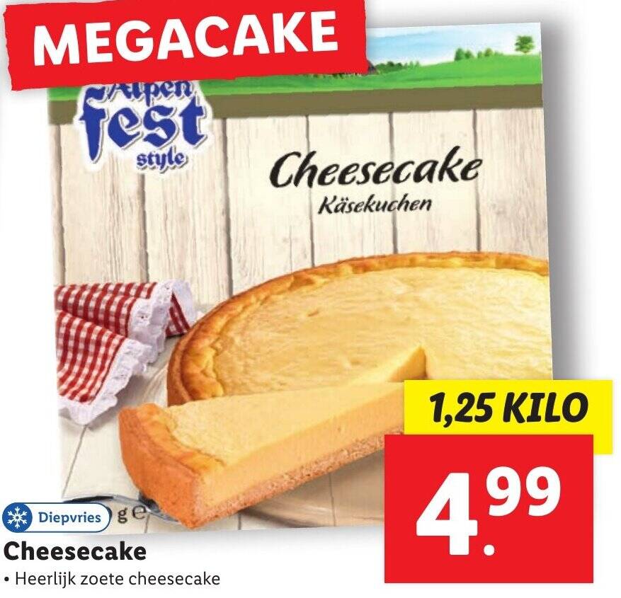 Cheesecake 1.25 kilo aanbieding bij Lidl