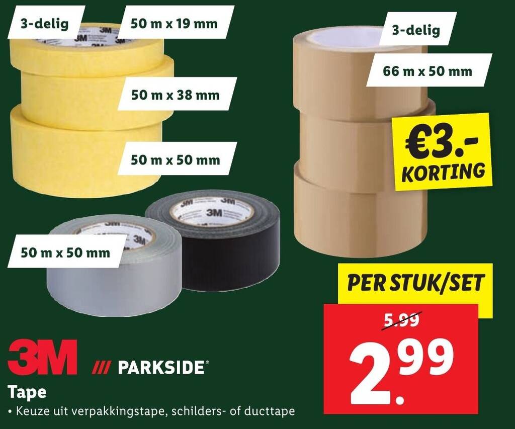 3M PARKSIDE Tape aanbieding bij Lidl