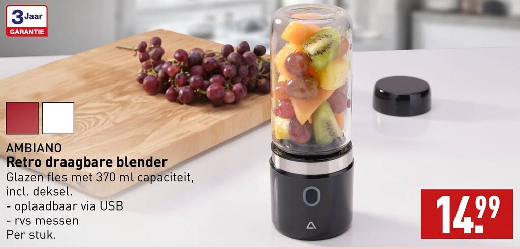 AMBIANO Retro draagbare blender aanbieding bij ALDI