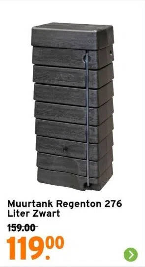 Muurtank Regenton 276 Liter Zwart aanbieding bij GAMMA