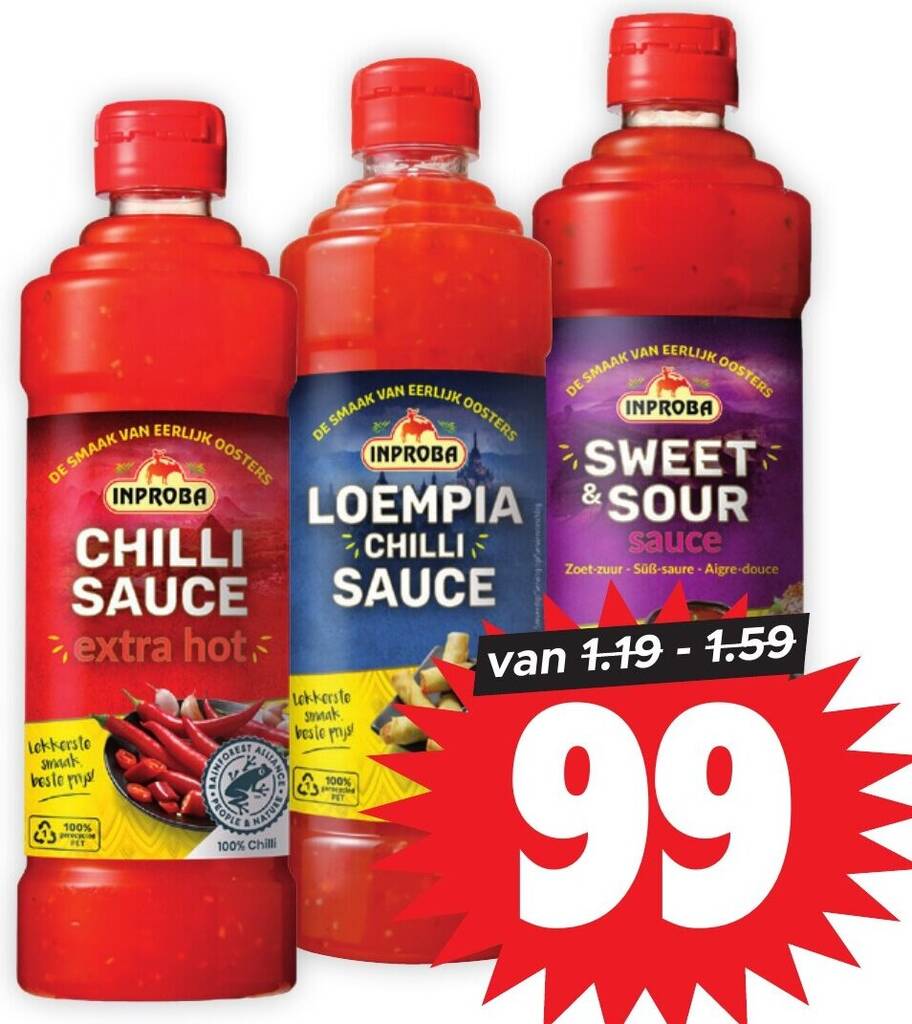 Inproba chili of loempiasaus 350 of 500 ml aanbieding bij Dirk