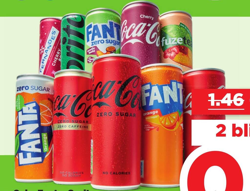 Coca cola fanta sprite fuze tea of fernandes aanbieding bij PLUS