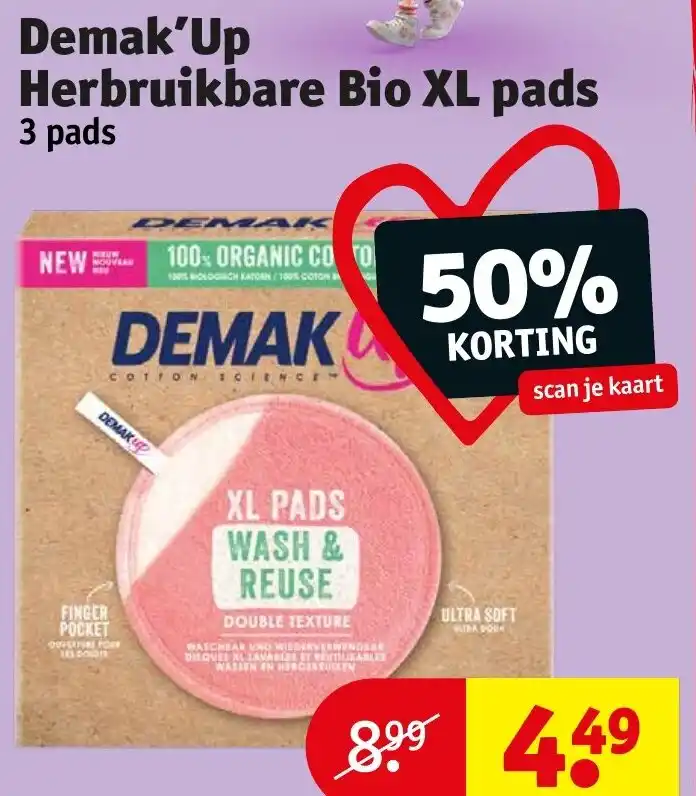 Demak Up Herbruikbare Bio XL pads aanbieding bij Kruidvat