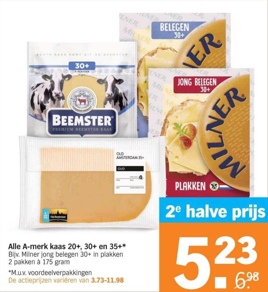 Alle A-merk kaas 20+, 30+ en 35+ aanbieding bij Albert Heijn