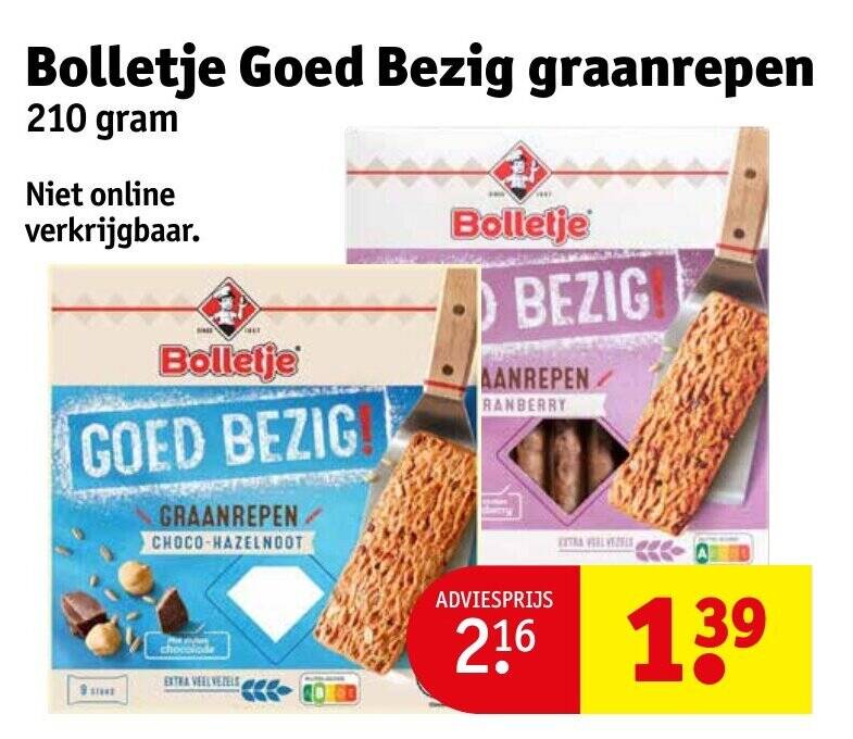 Bolletje Goed Bezig graanrepen 210 gram aanbieding bij Kruidvat