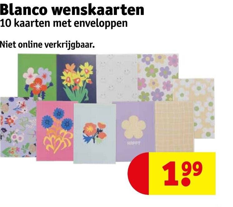 Blanco wenskaarten 10 kaarten met enveloppen aanbieding bij Kruidvat