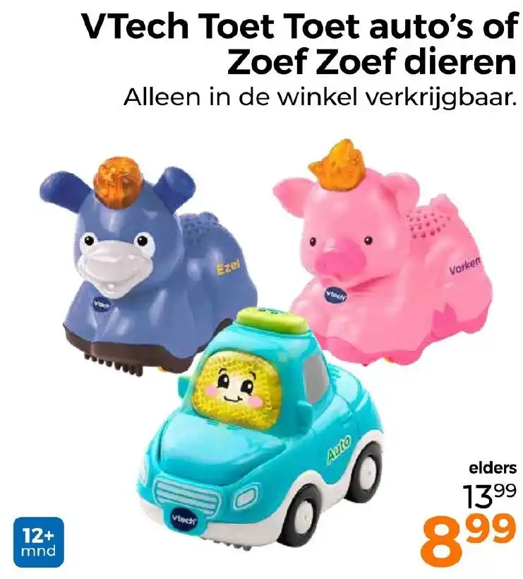 VTech Toet Toet auto's of Zoef Zoef dieren aanbieding bij Trekpleister