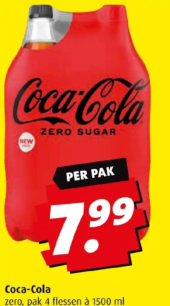 Coca-Cola zero, pak 4 flessen à 1500 ml aanbieding bij Boni