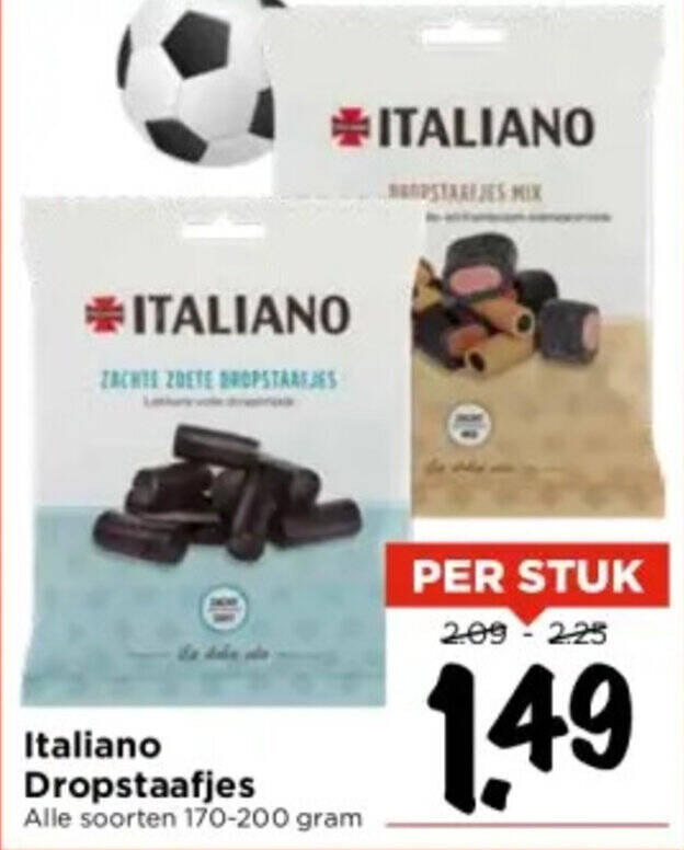 Italiano dropstaafjes 170 - 200 gram 170-200 gram aanbieding bij Vomar ...
