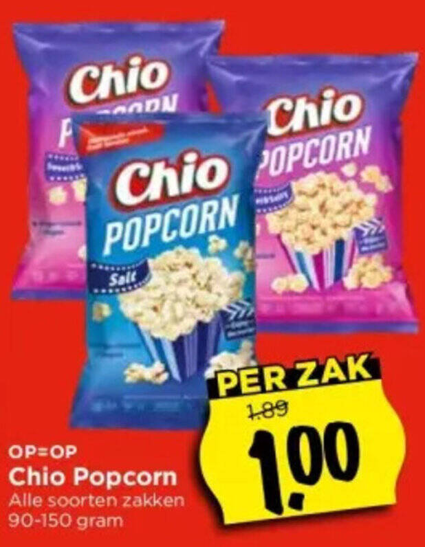 Chio popcorn 90 - 150 gram 90/150 gram aanbieding bij Vomar Voordeelmarkt