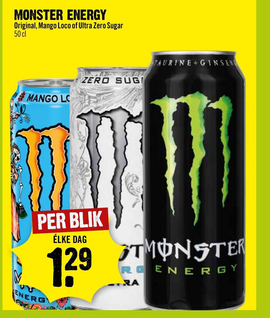 MONSTER ENERGY Original, Mango Loco of Ultra Zero Sugar 50 cl ...