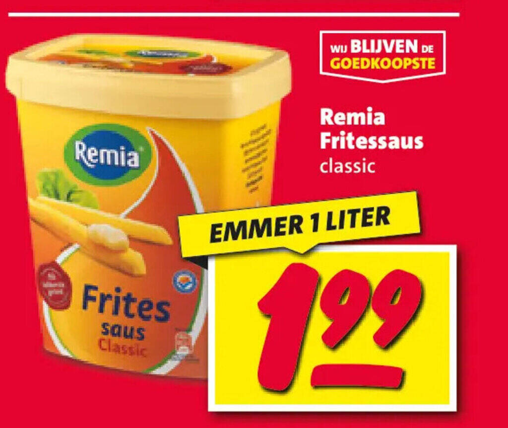 Remia Fritessaus classic EMMER 1 LITER aanbieding bij Nettorama