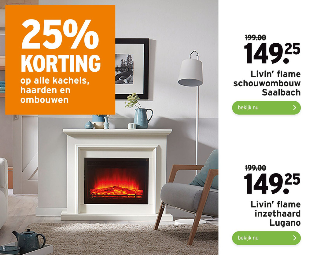 op alle kachels, haarden en ombouwen aanbieding bij GAMMA