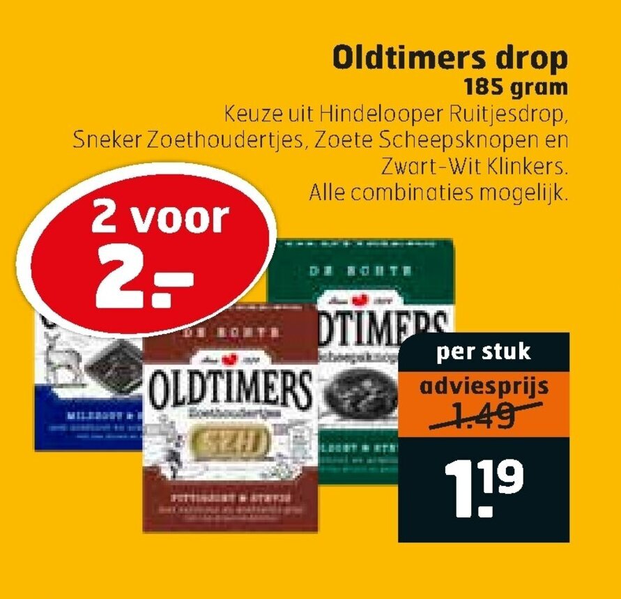 Oldtimers drop 185 gram aanbieding bij Trekpleister