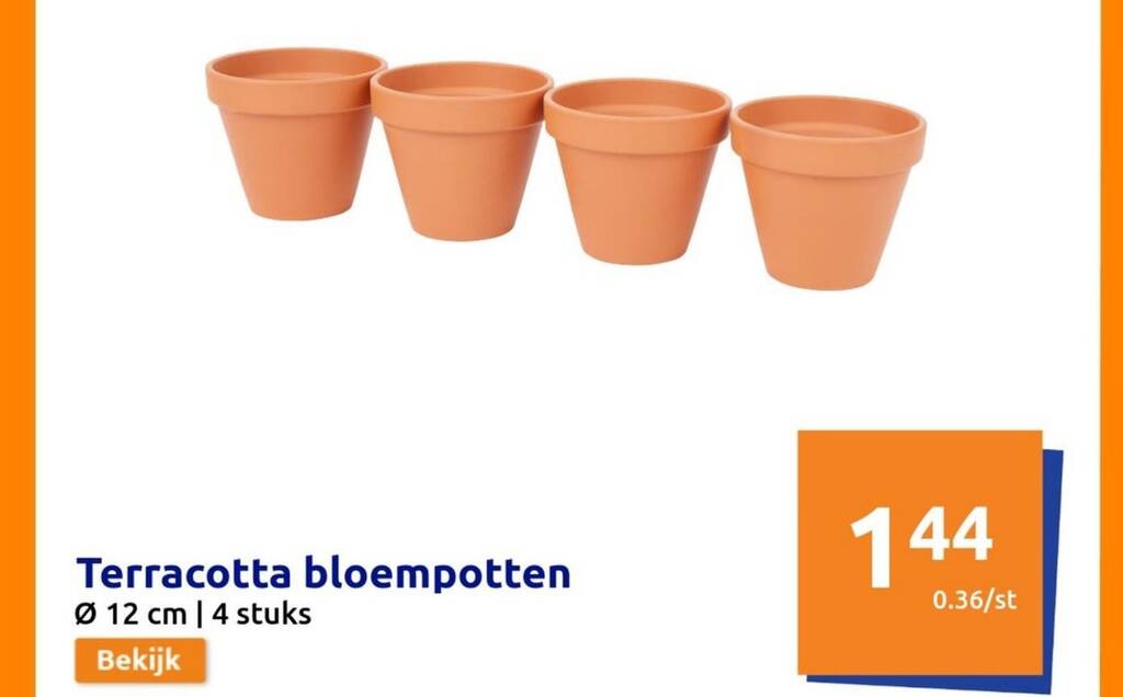 Terracotta bloempotten 12 cm aanbieding bij Action