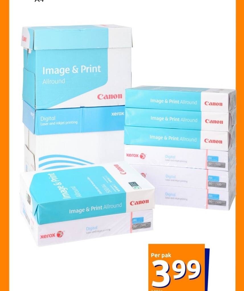Kopieer- en printpapier Xerox of Canon A4 aanbieding bij Action