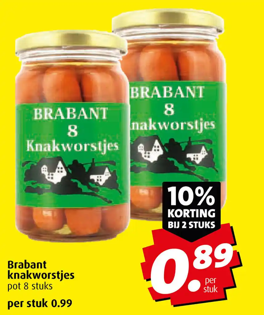 Brabant knakworstjes pot 8 stuks aanbieding bij Boni