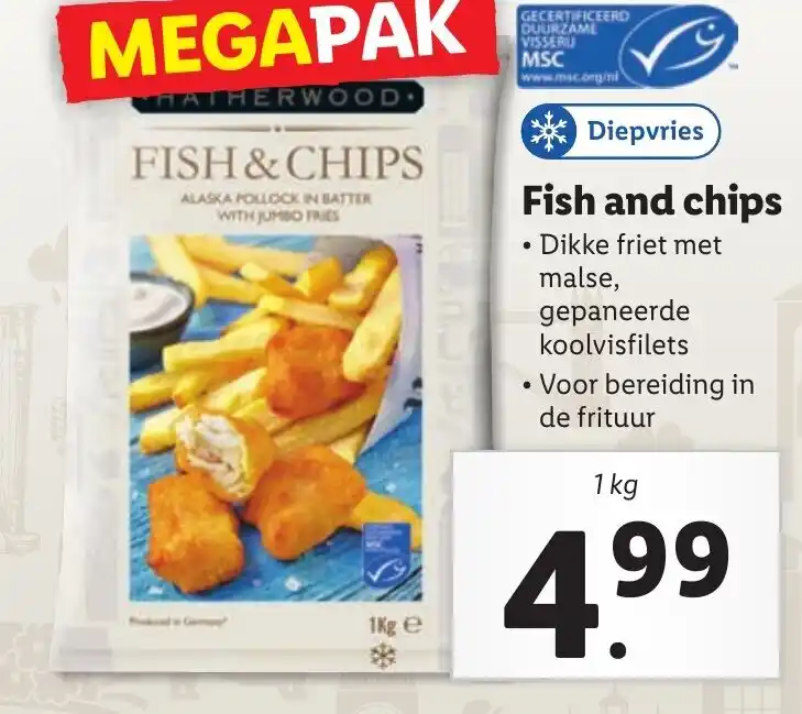 Fish and chips 1 kg aanbieding bij Lidl