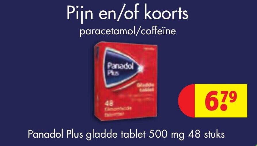 Panadol Plus gladde tablet 500 mg 48 stuks aanbieding bij Kruidvat