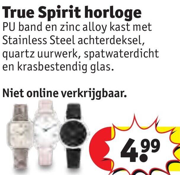 True Spirit horloge aanbieding bij Kruidvat