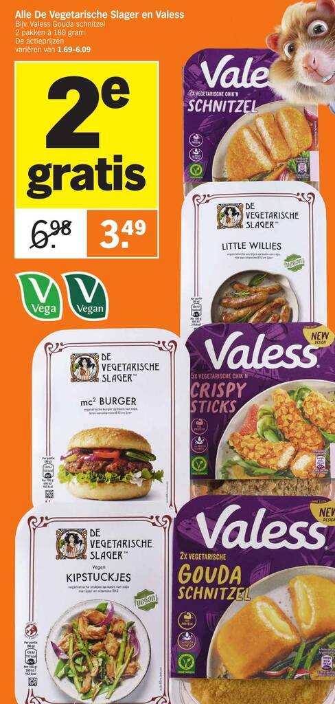 Alle De Vegetarische Slager en Valess 2e gratis aanbieding bij Albert Heijn