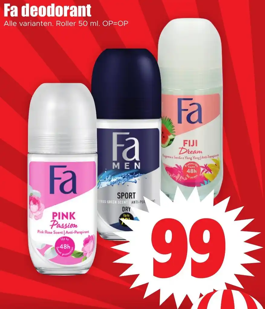 Fa deodorant roller 50 ml aanbieding bij Dirk