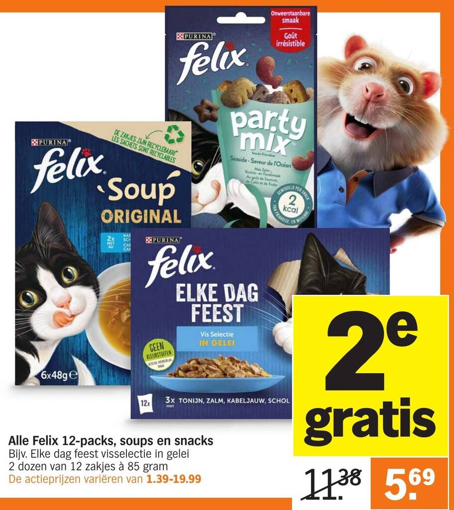 Alle Felix 12-packs, soups en snacks 2e gratis aanbieding bij Albert Heijn