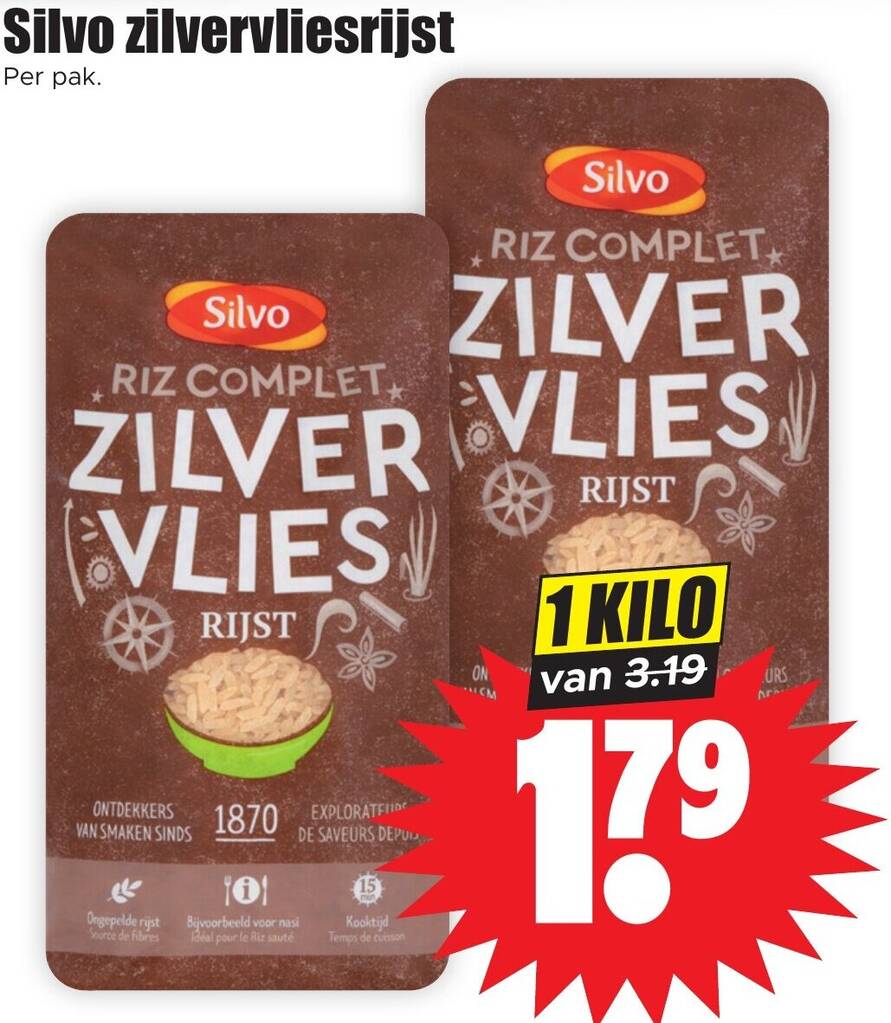Silvo zilvervliesrijst 1 kilo aanbieding bij Dirk