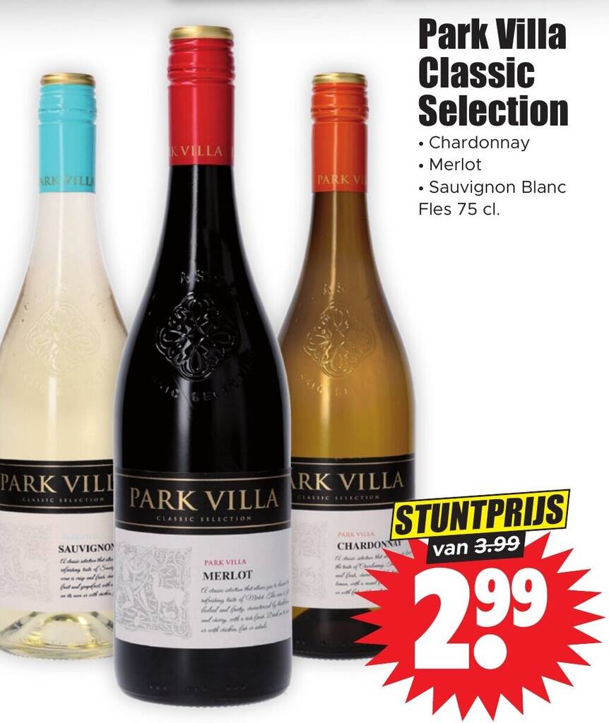 Park villa classic selection fles 75 cl 75 cl. aanbieding bij Dirk