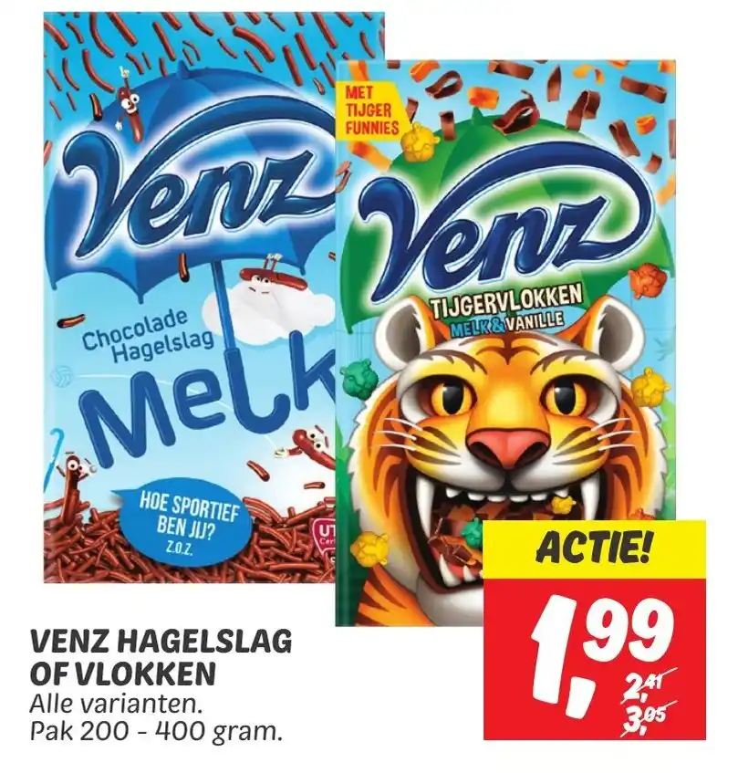 Venz hagelslag of vlokken 200 - 400 gram aanbieding bij Dekamarkt